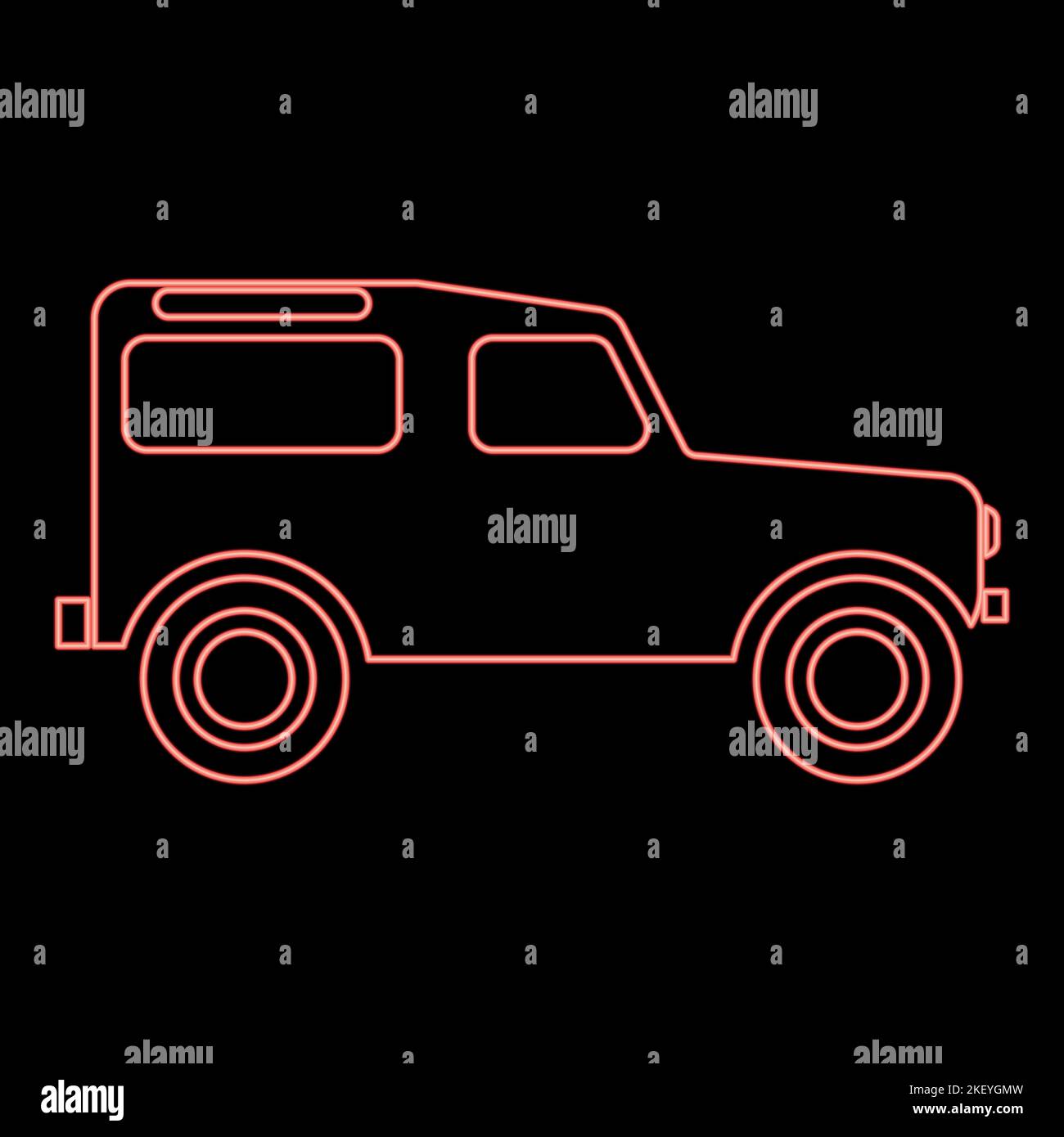 Neon off road vehicle red color vector illustration image flat style ...