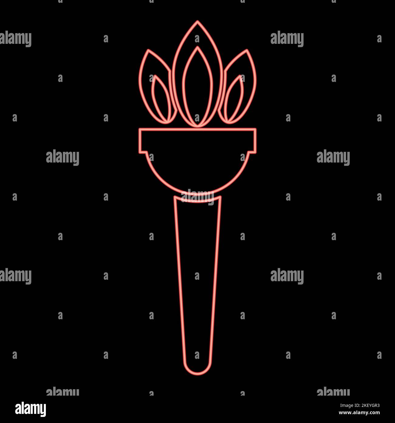 Neon torch flambeau red color vector illustration image flat style ...
