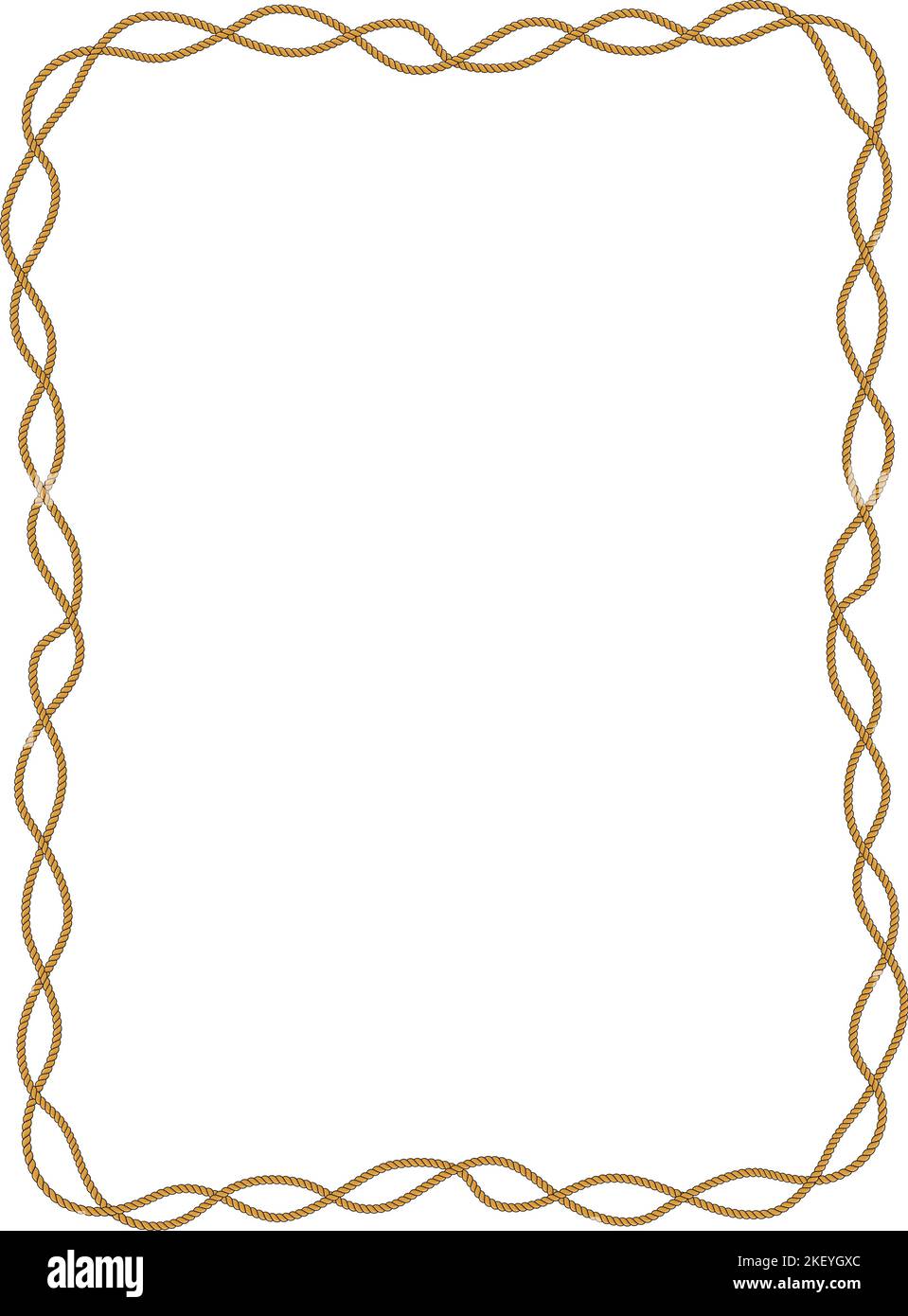 Rectangular frame made of tangled rope isolated on white background ...