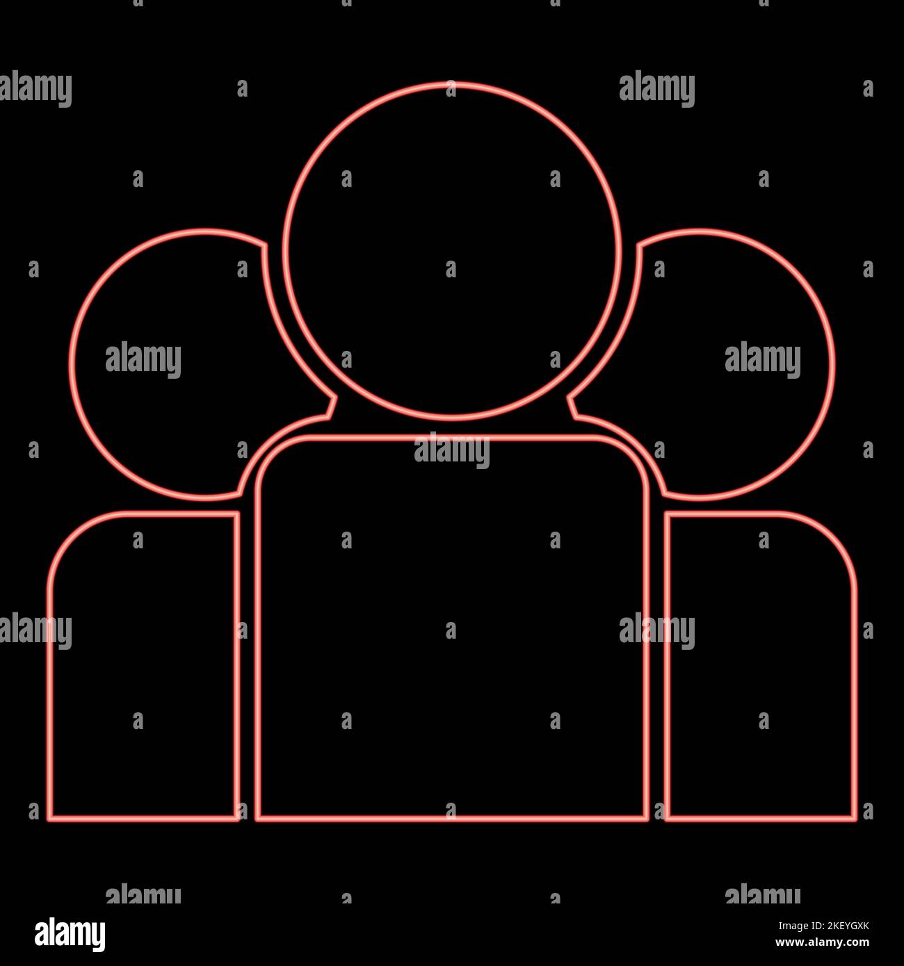 Neon team people red color vector illustration image flat style light ...