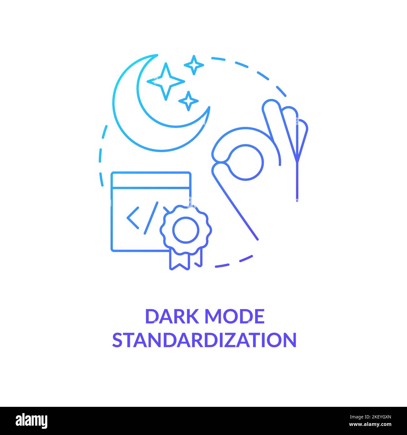 Dark mode standardization blue gradient concept icon Stock Vector Image ...
