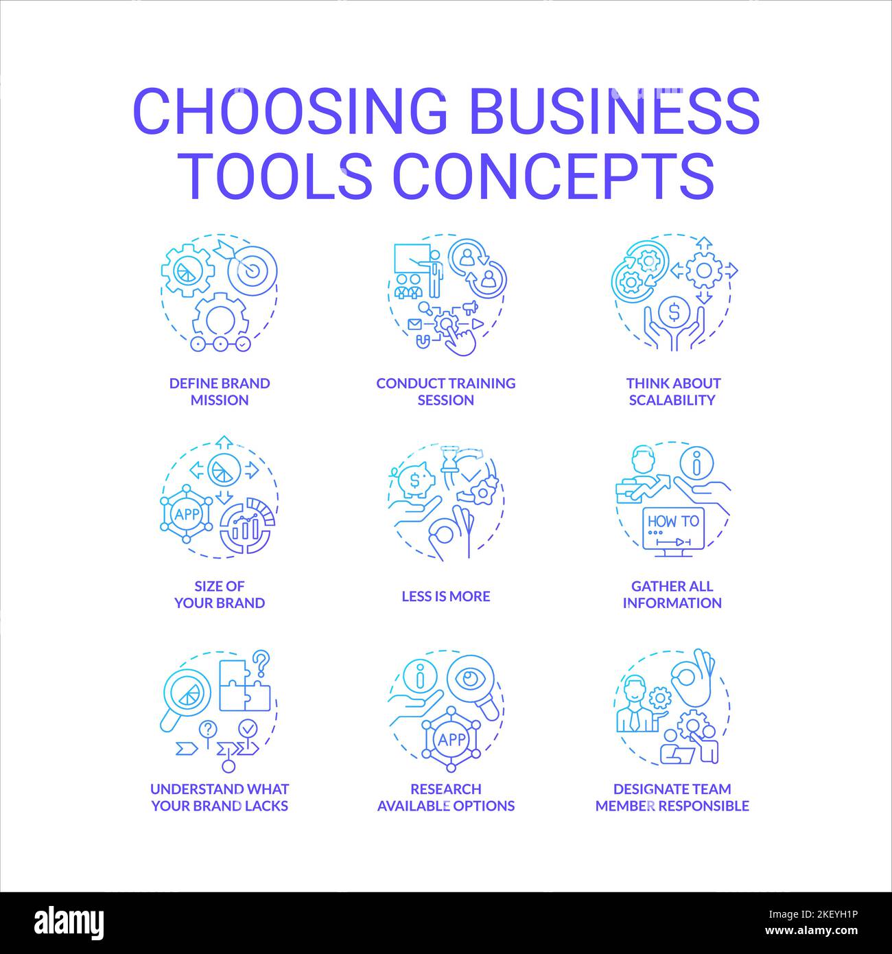 Choosing business tools blue gradient concept icons set Stock Vector Image & Art - Alamy