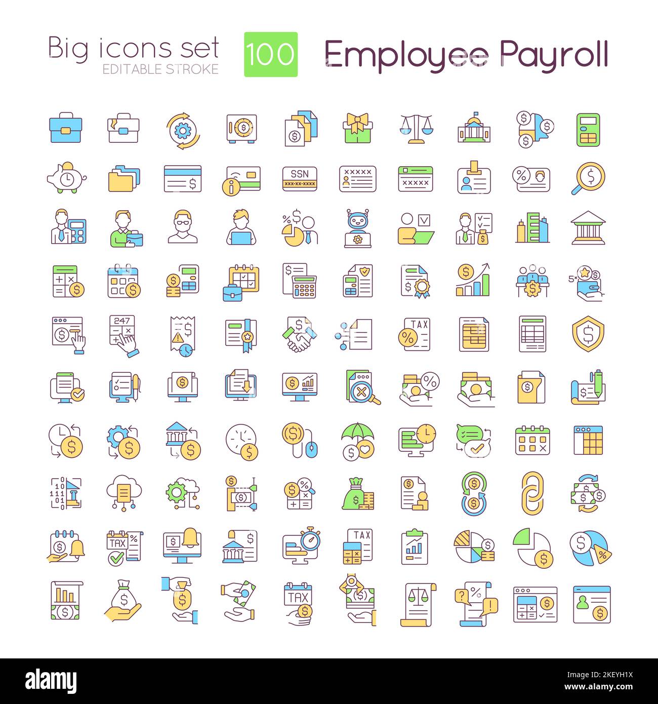 Employee payroll RGB color icons set Stock Vector Image & Art - Alamy