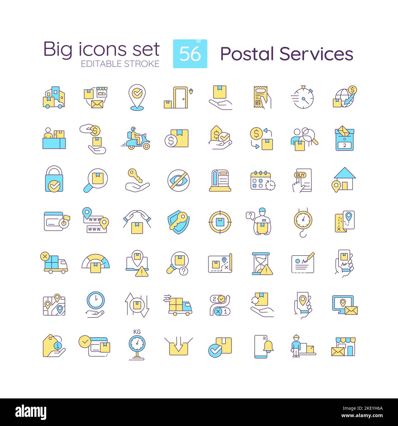 Postal parcel set color hi-res stock photography and images - Alamy