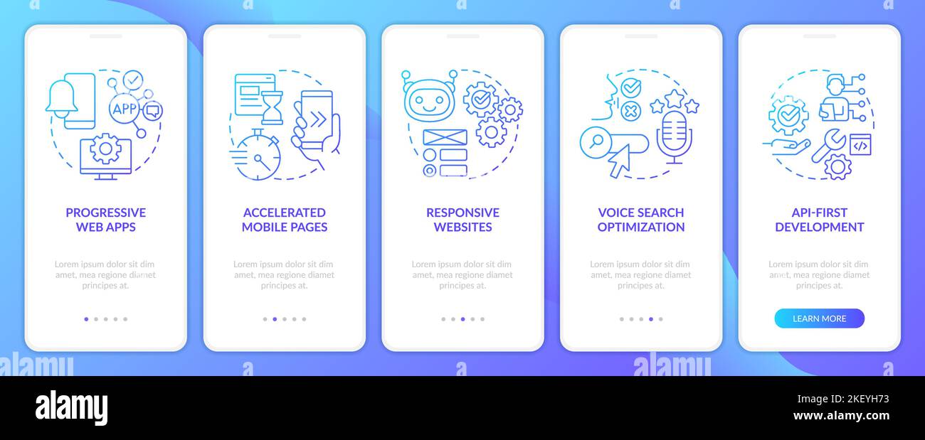 Future of web technologies blue gradient onboarding mobile app screen ...