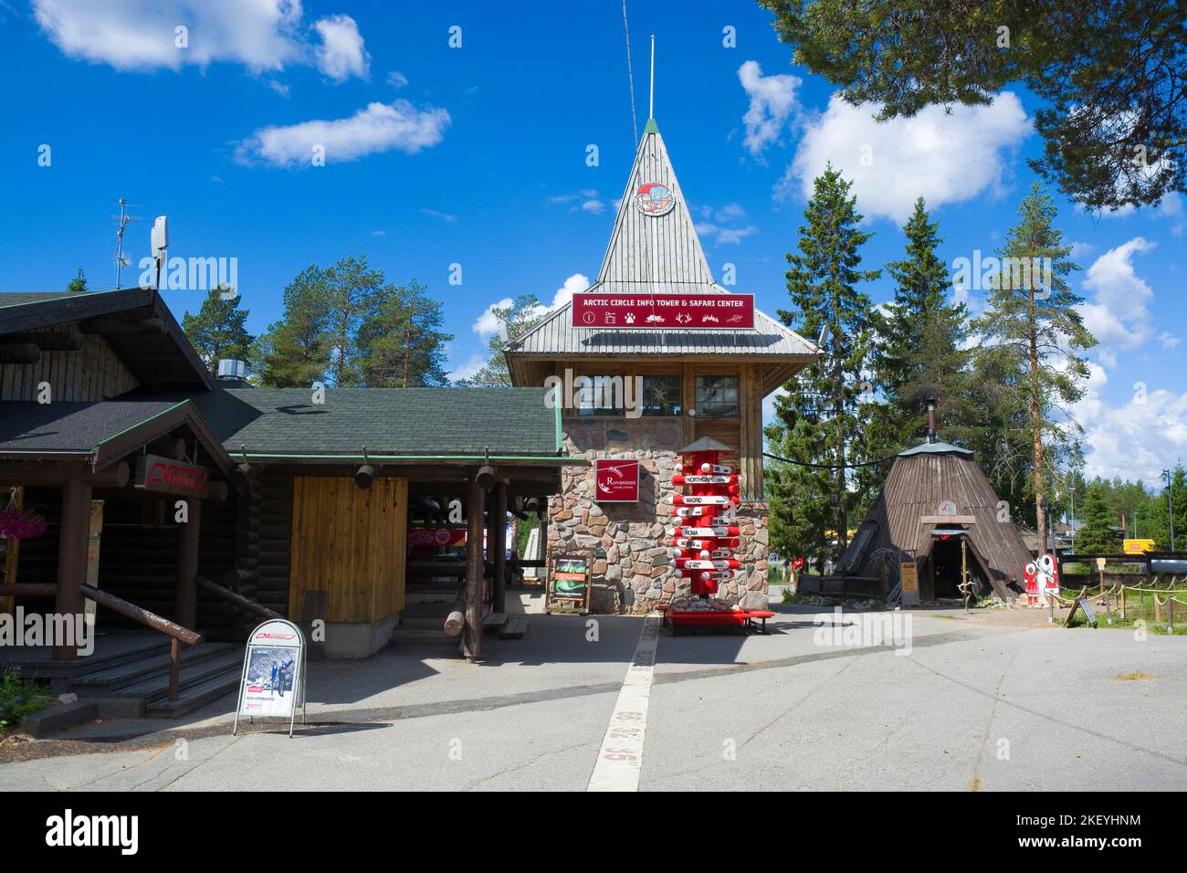 Line of parallel marking arctic circle in Santa Claus Village in ...