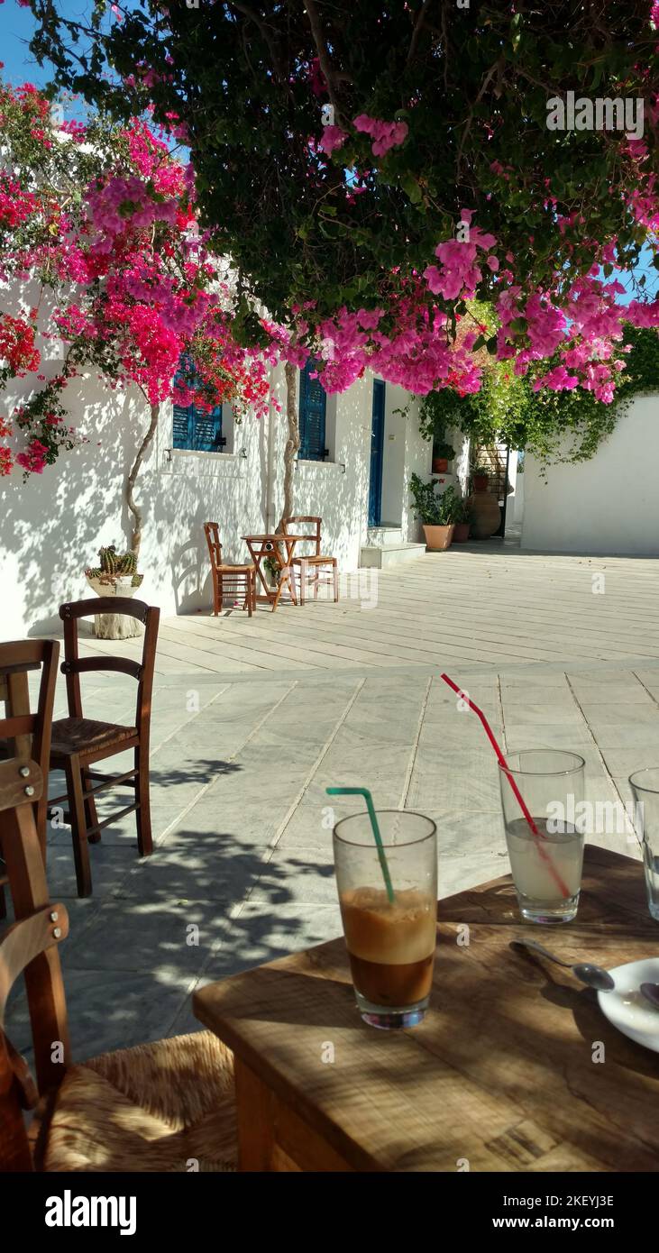 Coffee Table Paros Greece mediteranean island aegean Stock Photo - Alamy