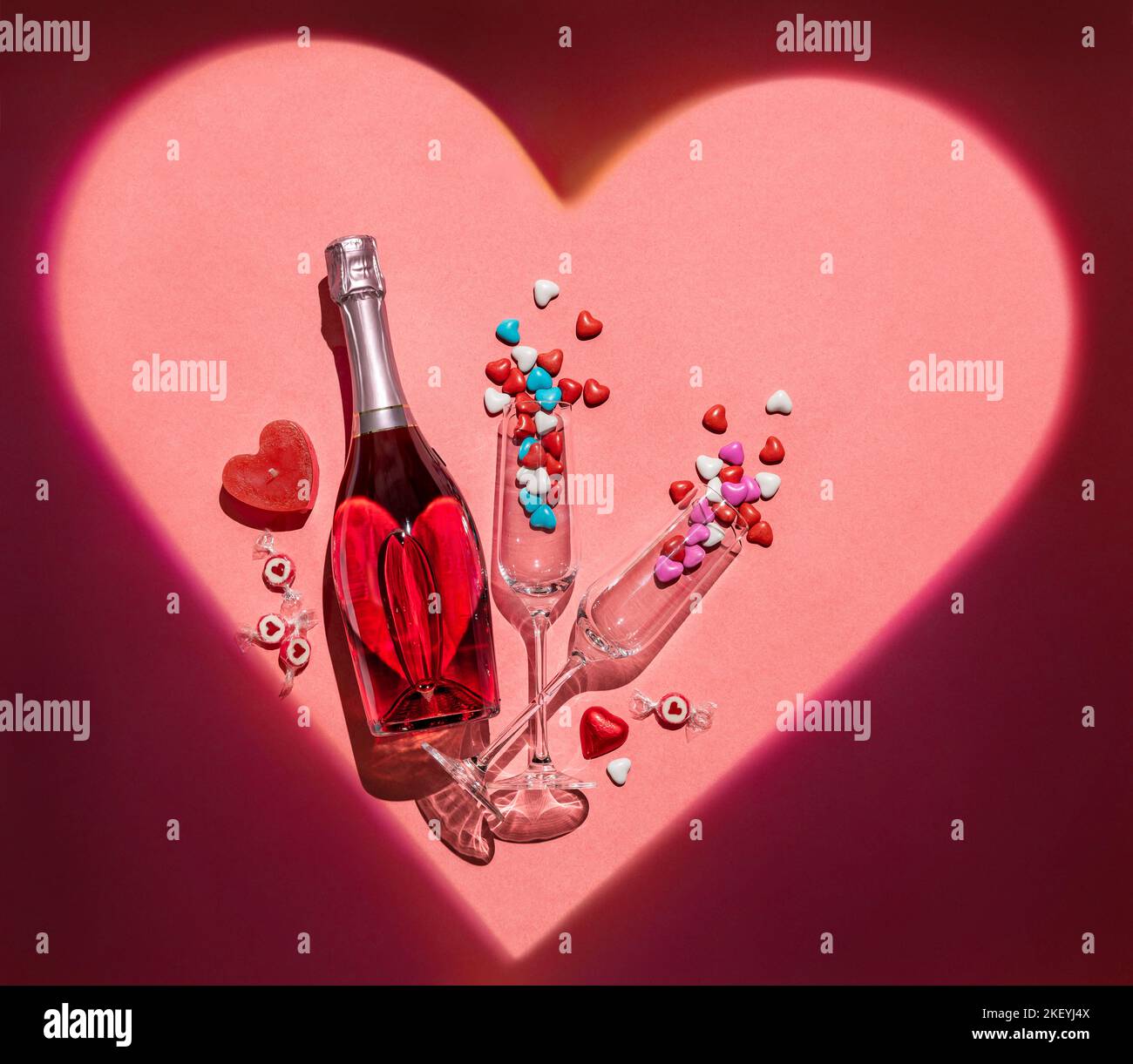 Valentine's day. Holiday background with shadow of pink heart ...