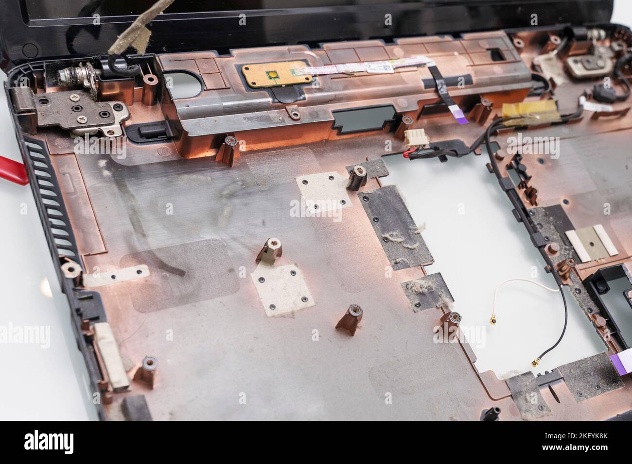 Close-up of disassembled laptop Electronic waste reuse and recovery ...