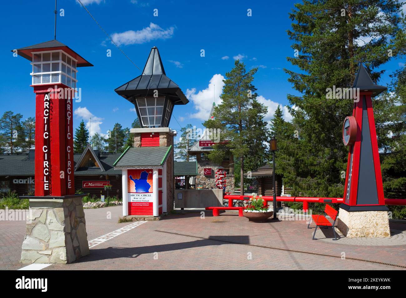 Line of parallel marking arctic circle in Santa Claus Village in ...