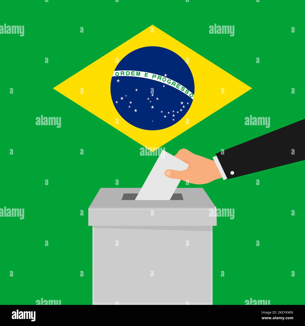 Brazilian voting concept. Hand putting paper in the ballot box ...
