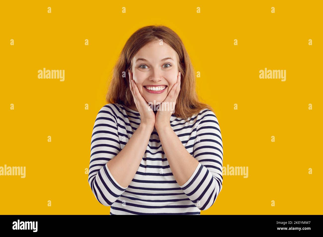 Excited woman face hi-res stock photography and images - Alamy