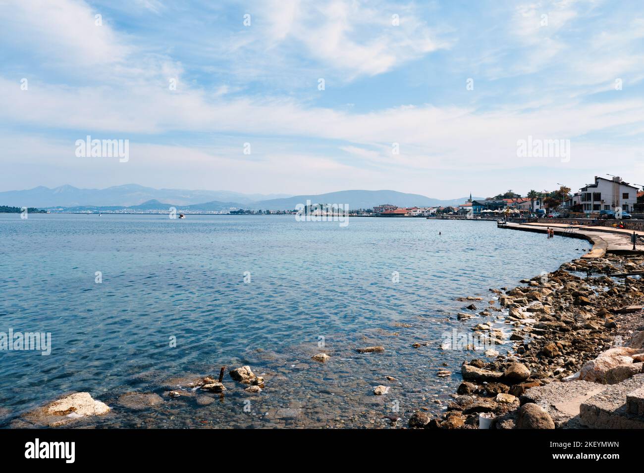 October, 2022 - Urla, Izmir, Turkey: Coastline and sea at Iskele region ...