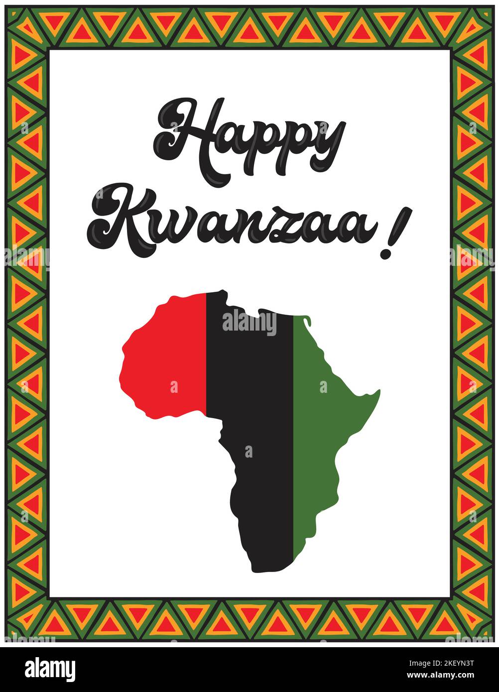 Happy Kwanzaa. Greeting card with silhouette of map of Africa in ...