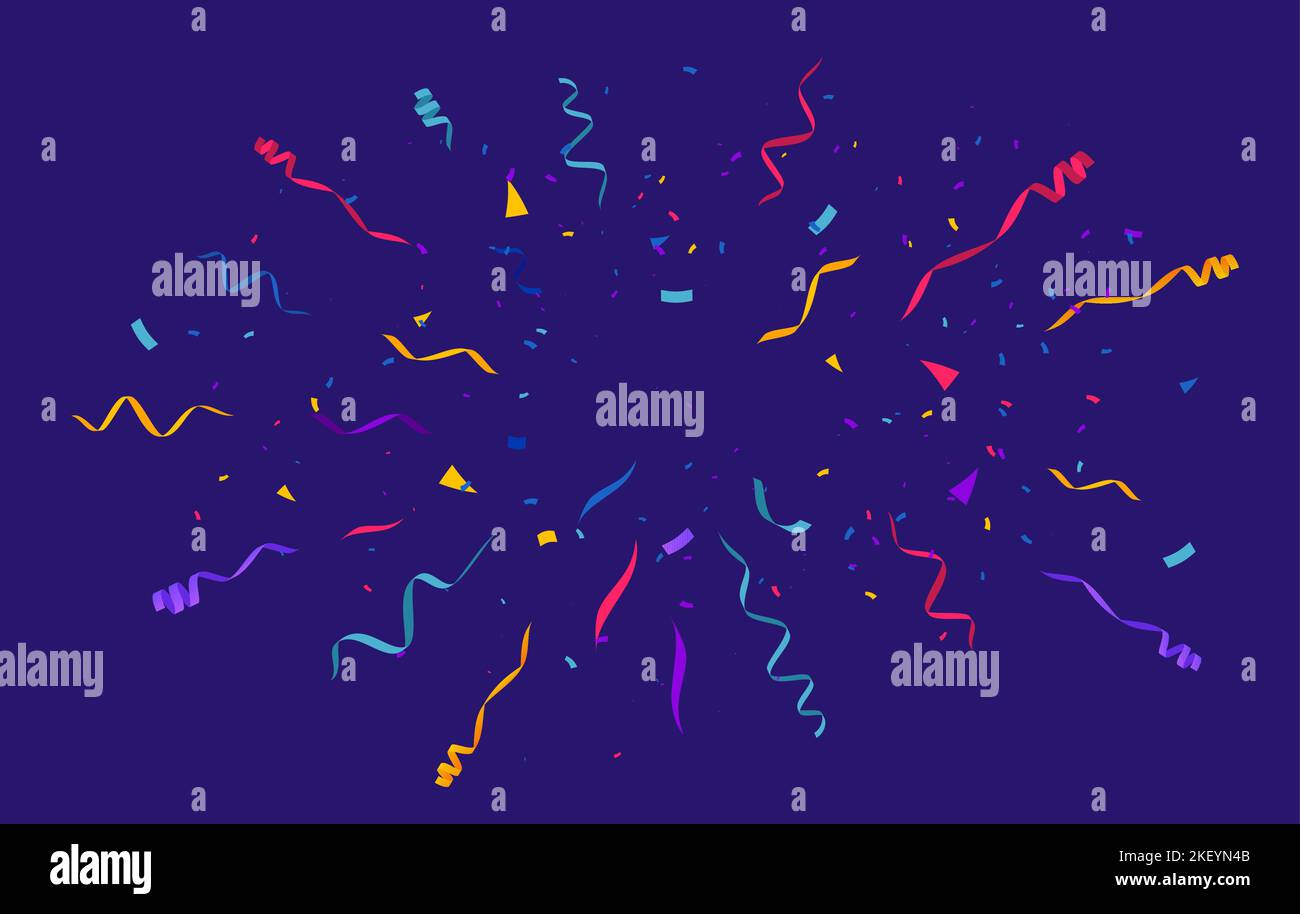 Confetti burst background. Festive backdrop. Party design with colorful confetti. Vector ...