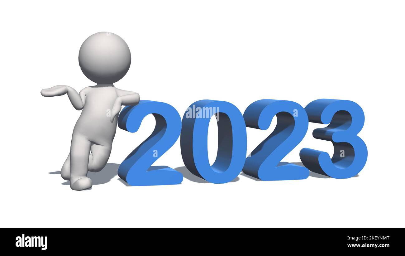 Year change to 2023 with 3D people isolated on white background - 3D ...