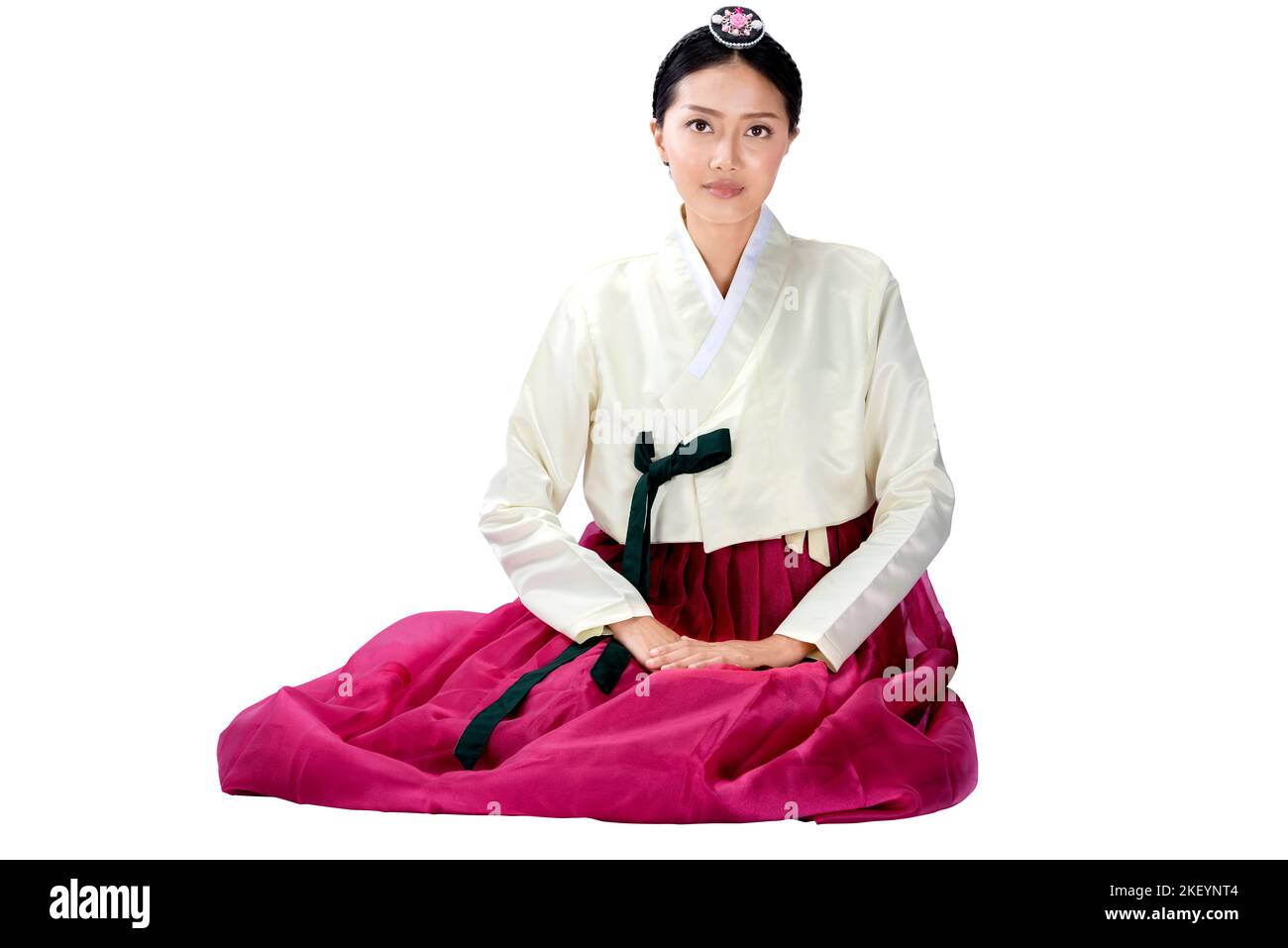Asian woman wearing a traditional Korean national costume, Hanbok ...