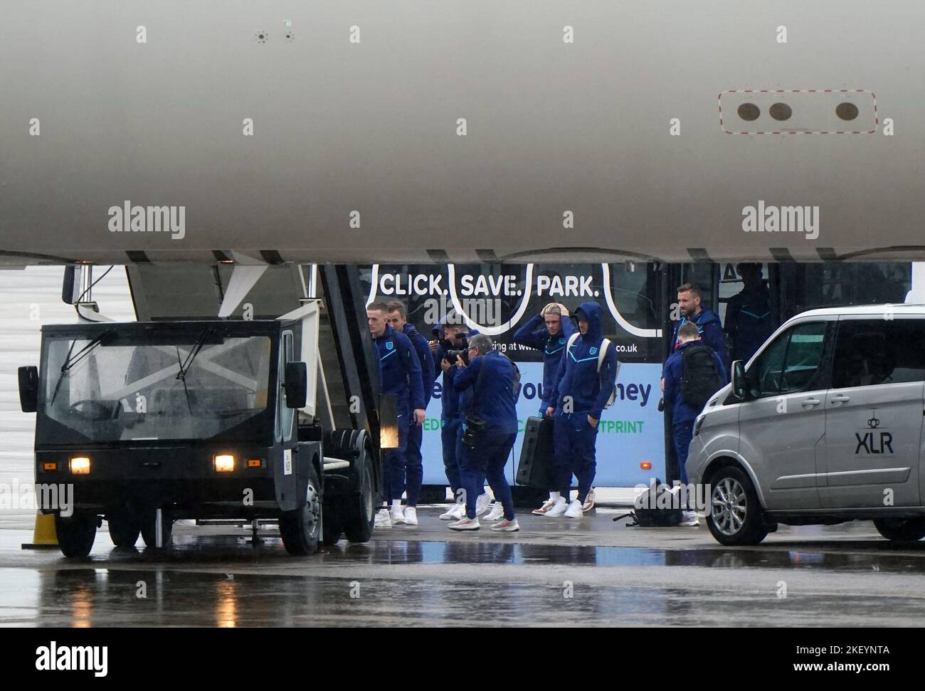 England players boarding a Virgin Atlantic A350 Airbus ahead of its ...