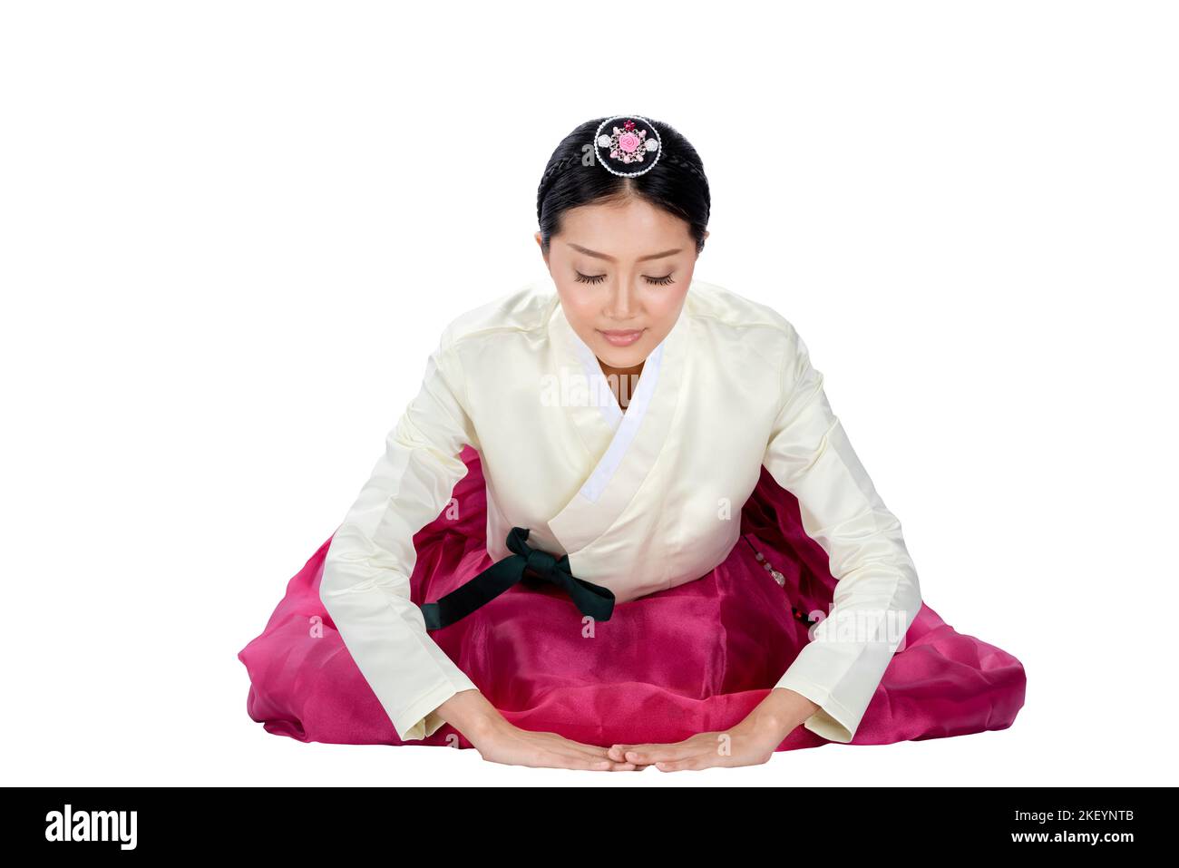 Asian woman wearing a traditional Korean national costume, Hanbok ...