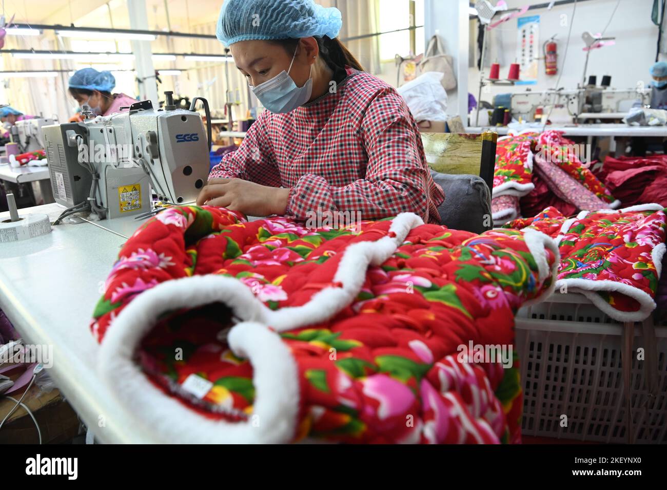 LIAOCHENG, CHINA - NOVEMBER 15, 2022 - Workers process cotton-padded ...