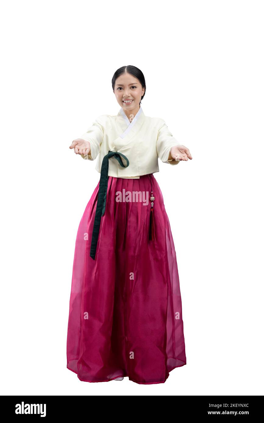 Asian woman wearing a traditional Korean national costume, Hanbok ...