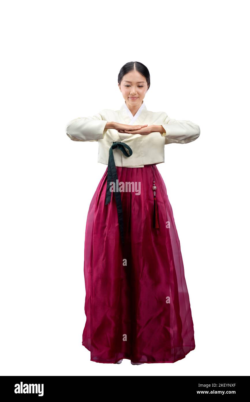 Asian woman wearing a traditional Korean national costume, Hanbok ...
