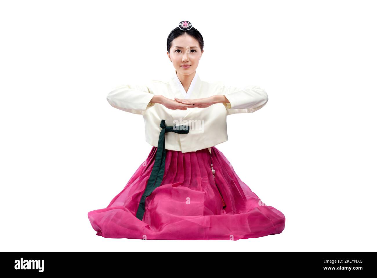 Asian woman wearing a traditional Korean national costume, Hanbok ...