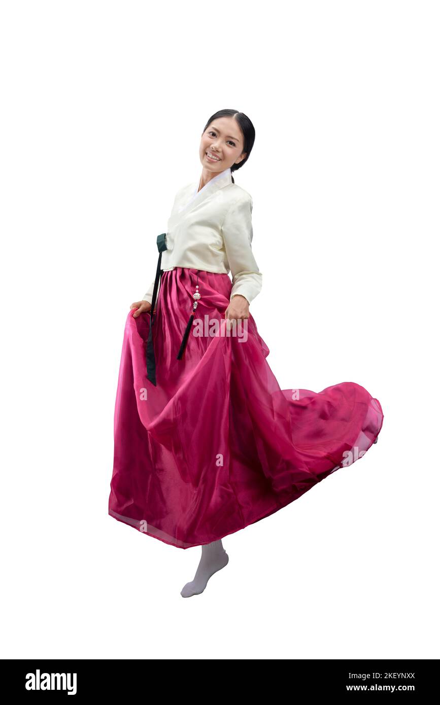 Asian woman wearing a traditional Korean national costume, Hanbok ...