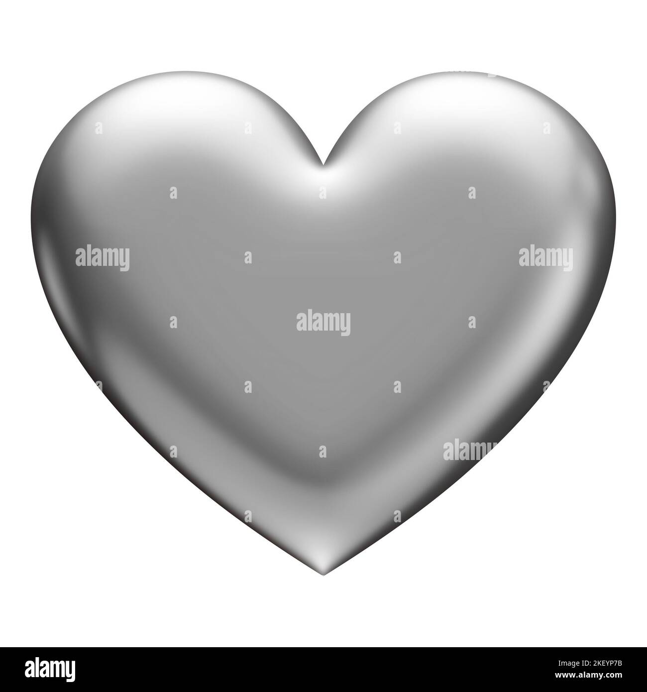 silver heart isolated on white, 3d illustration Stock Photo - Alamy