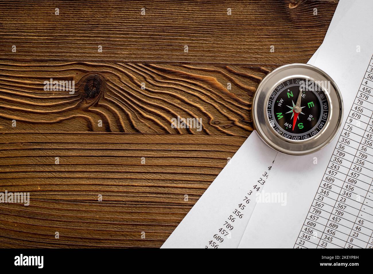 Reinvent and recover business. Compass with business calculations Stock ...