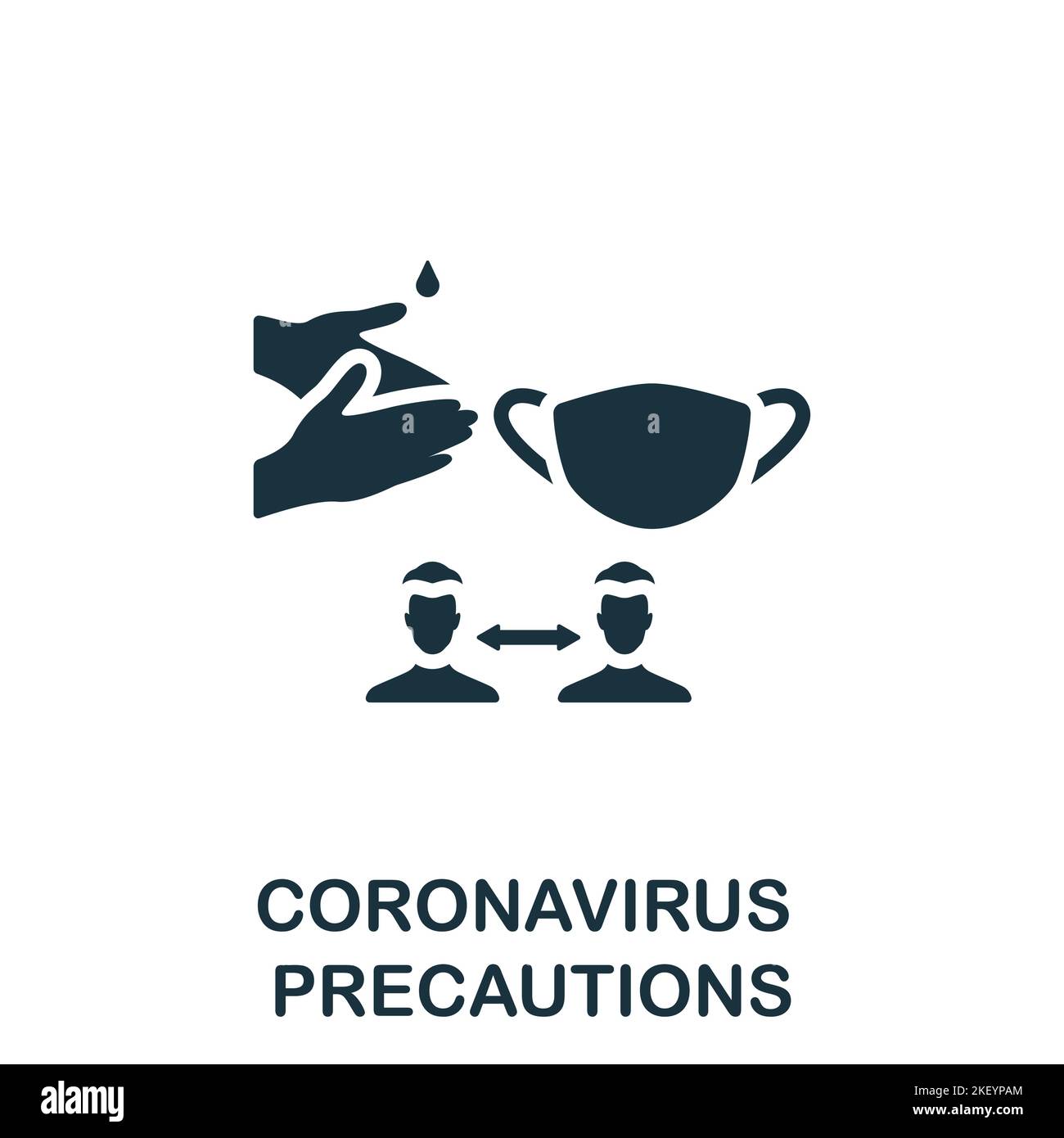 Coronavirus Precautions icon. Monochrome simple New Normality icon for ...