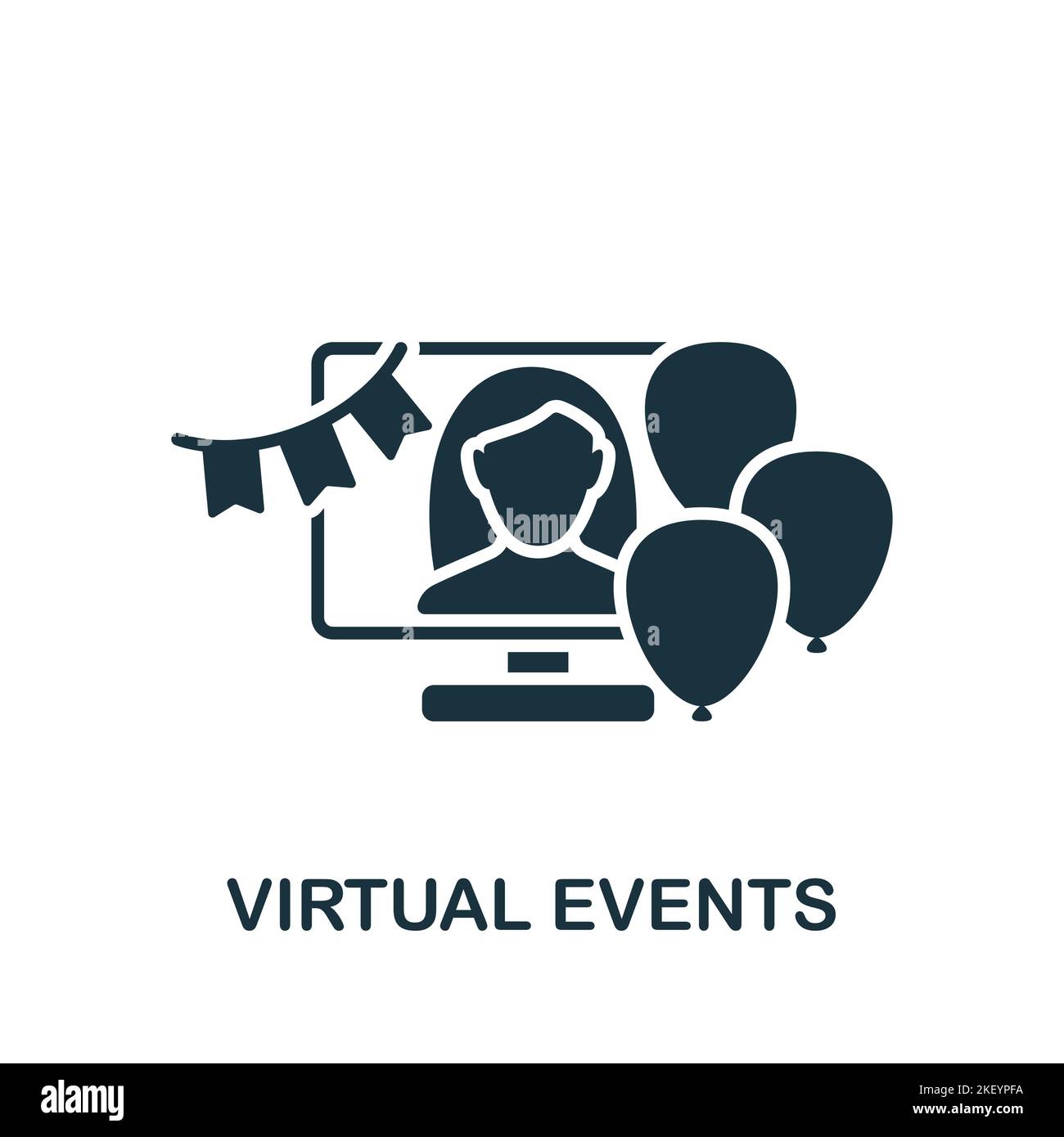 Virtual Events icon. Monochrome simple New Normality icon for templates ...