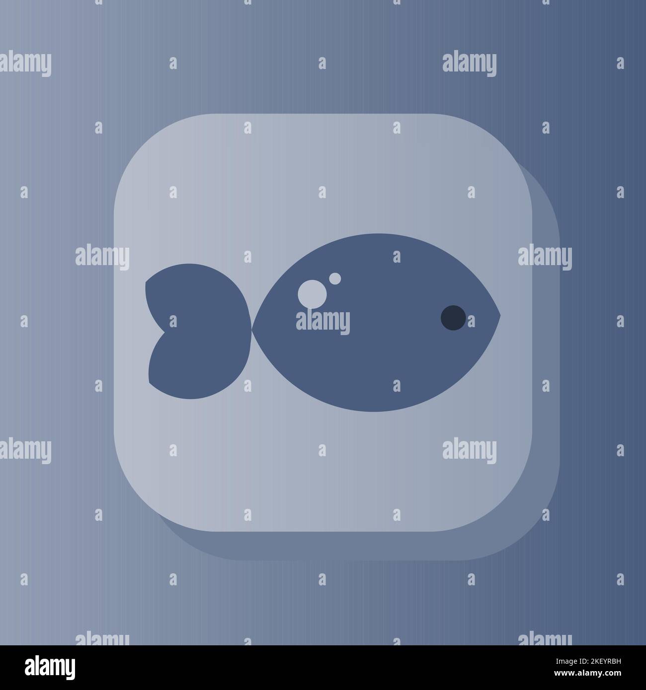 Bluefish 3d button outline icon. Healthy nutrition concept. Blue fish ...