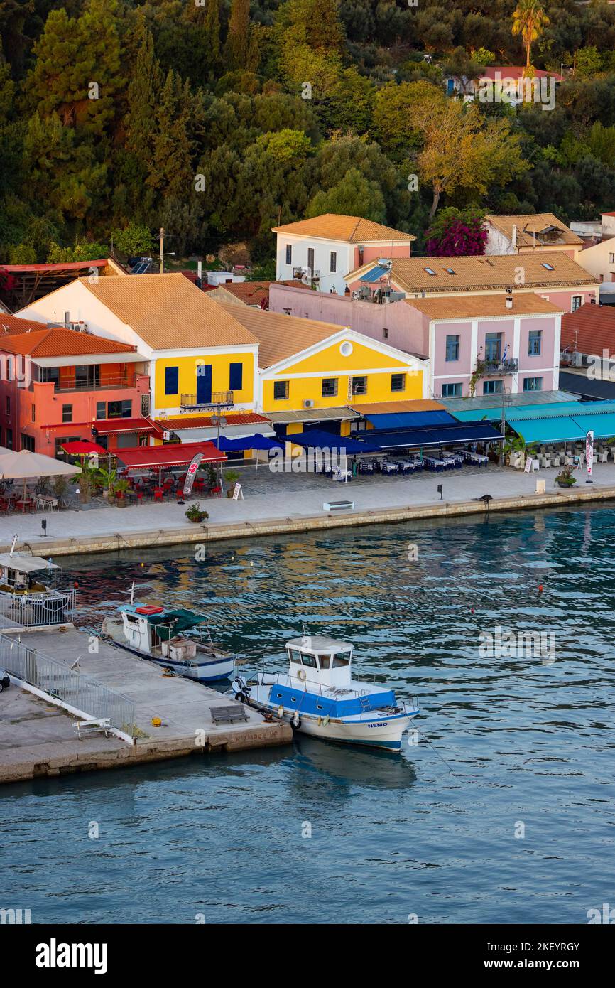 Aerial View of stores in Katakolon Market during sunny morning Stock ...