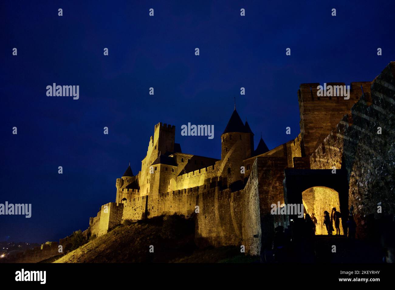 Medieval citadel of Carcassonne, by night Stock Photo - Alamy
