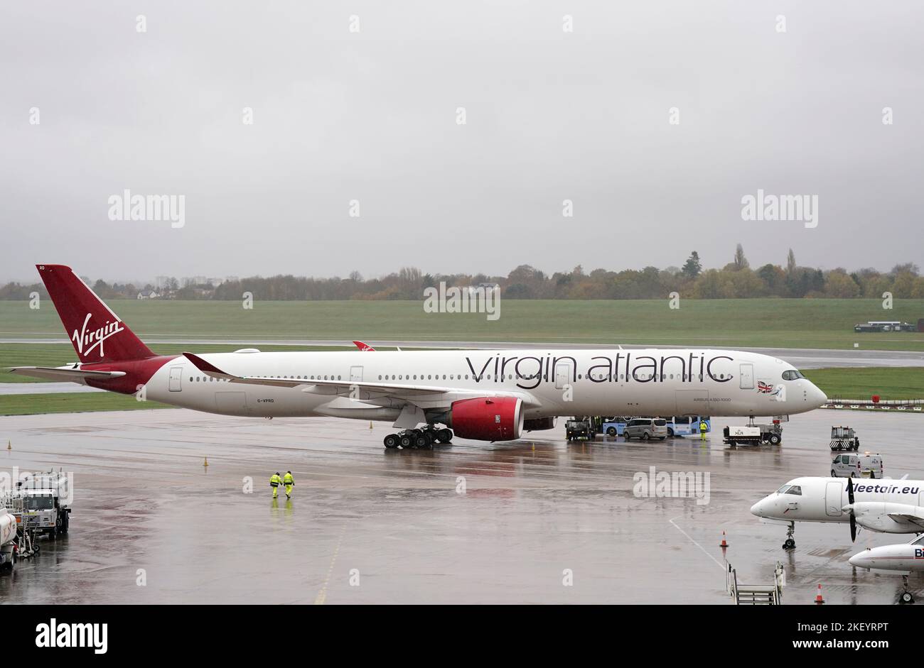 A Virgin Atlantic A350 Airbus, carrying the England football team ...