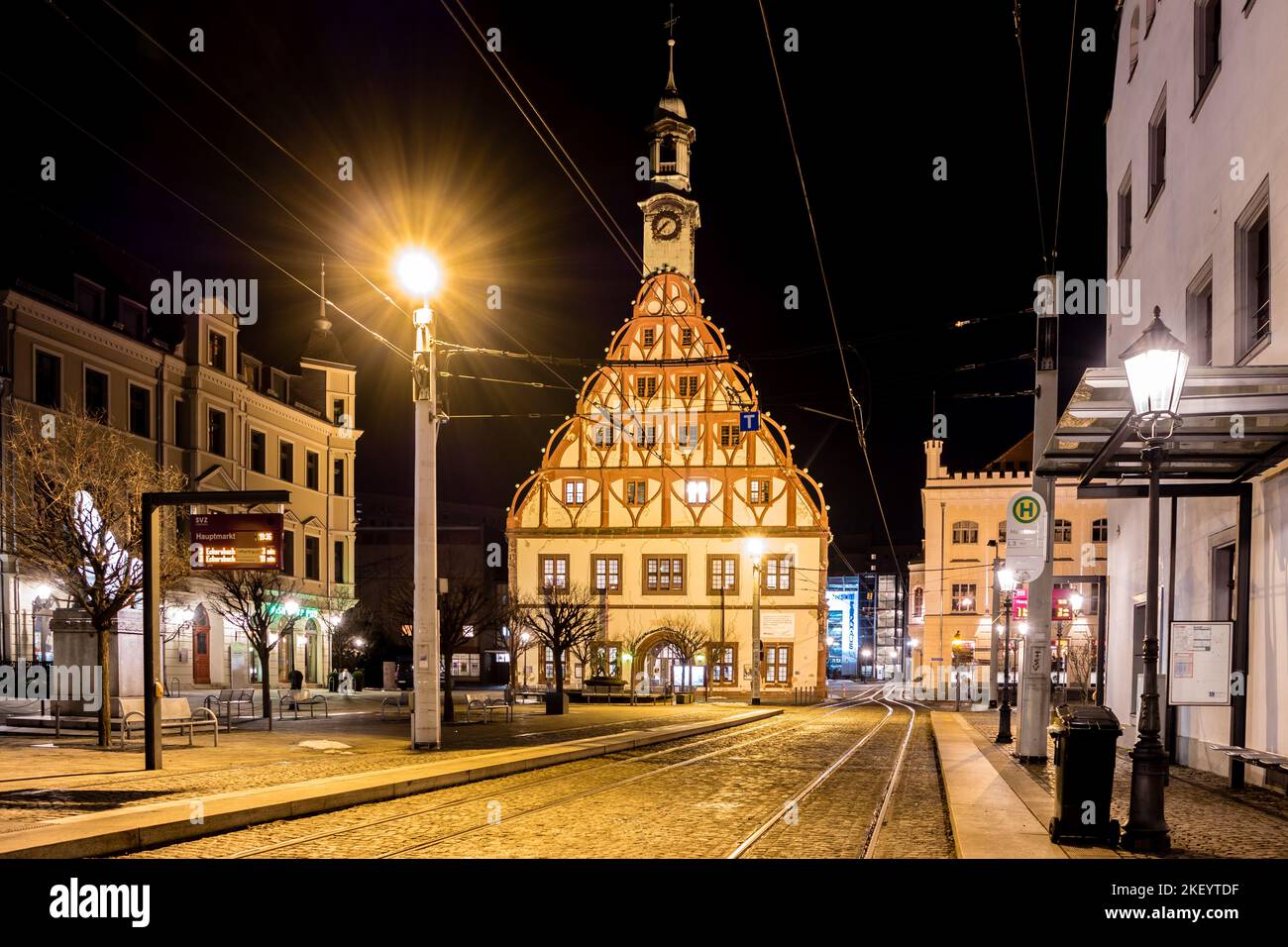 Zwickau city center at night Stock Photo - Alamy