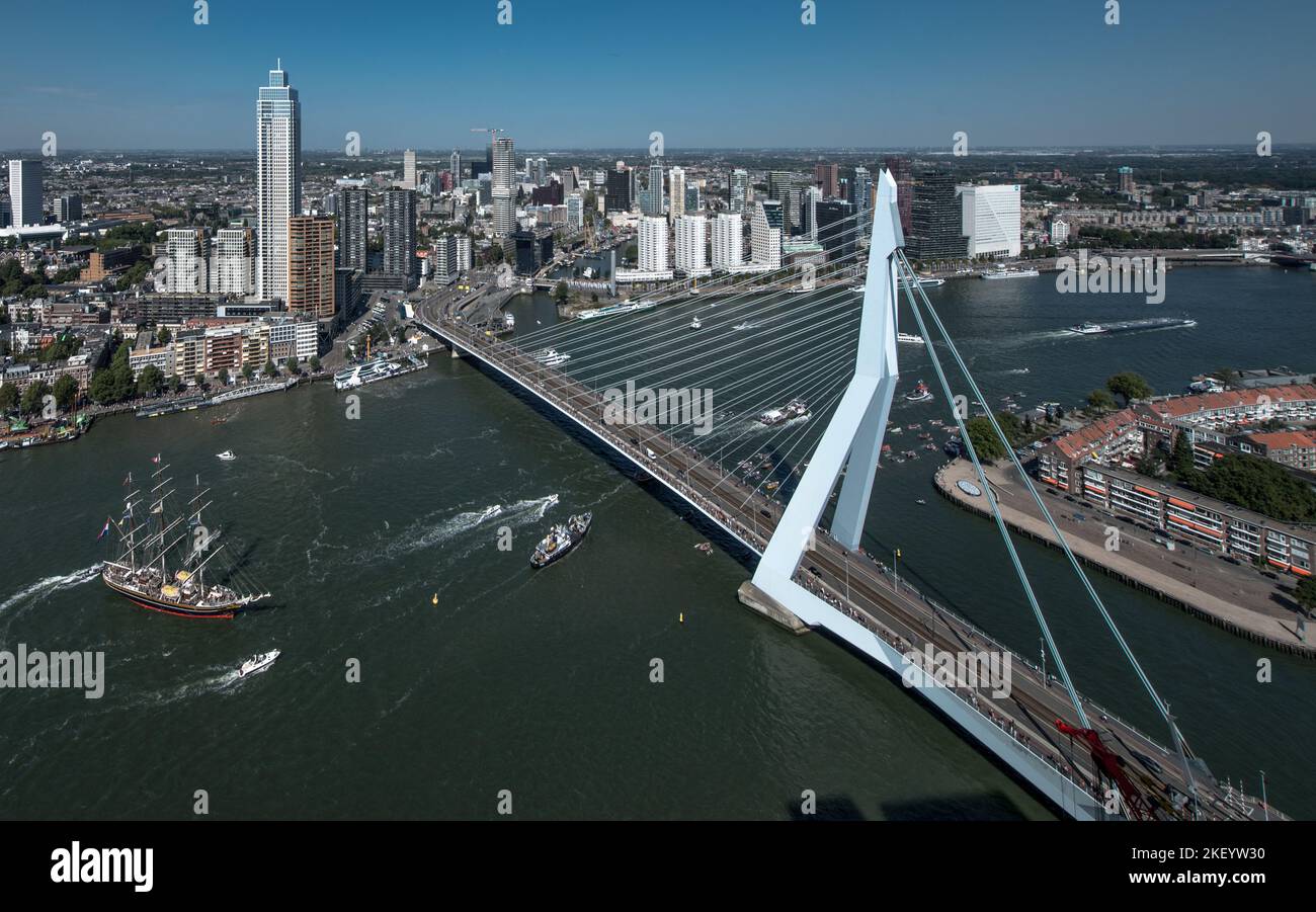 A bird's-eye view of the Erasmus bridge in Rotterdam Stock Photo - Alamy