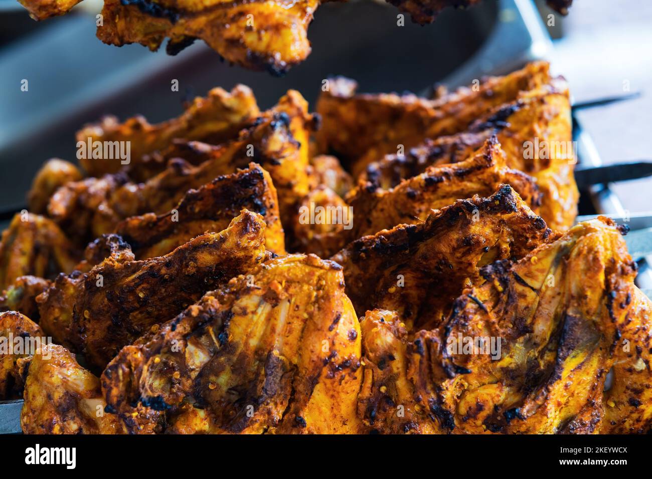 Cooking chicken skew Kebab barbeque. Traditional Indian and Paksitan ...