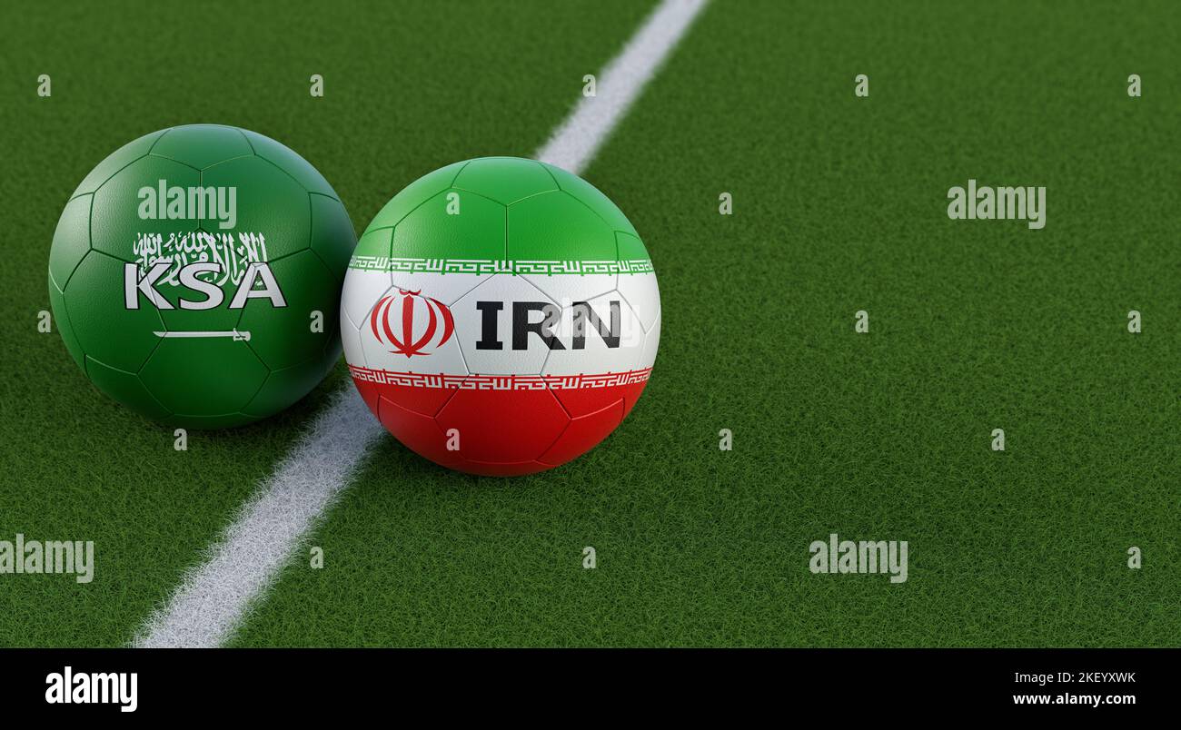 Saudi Arabia vs. Iran Soccer Match - Soccer balls in Iran and Saud ...