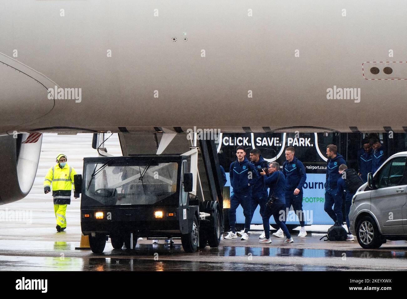 England players boarding a Virgin Atlantic A350 Airbus ahead of its ...