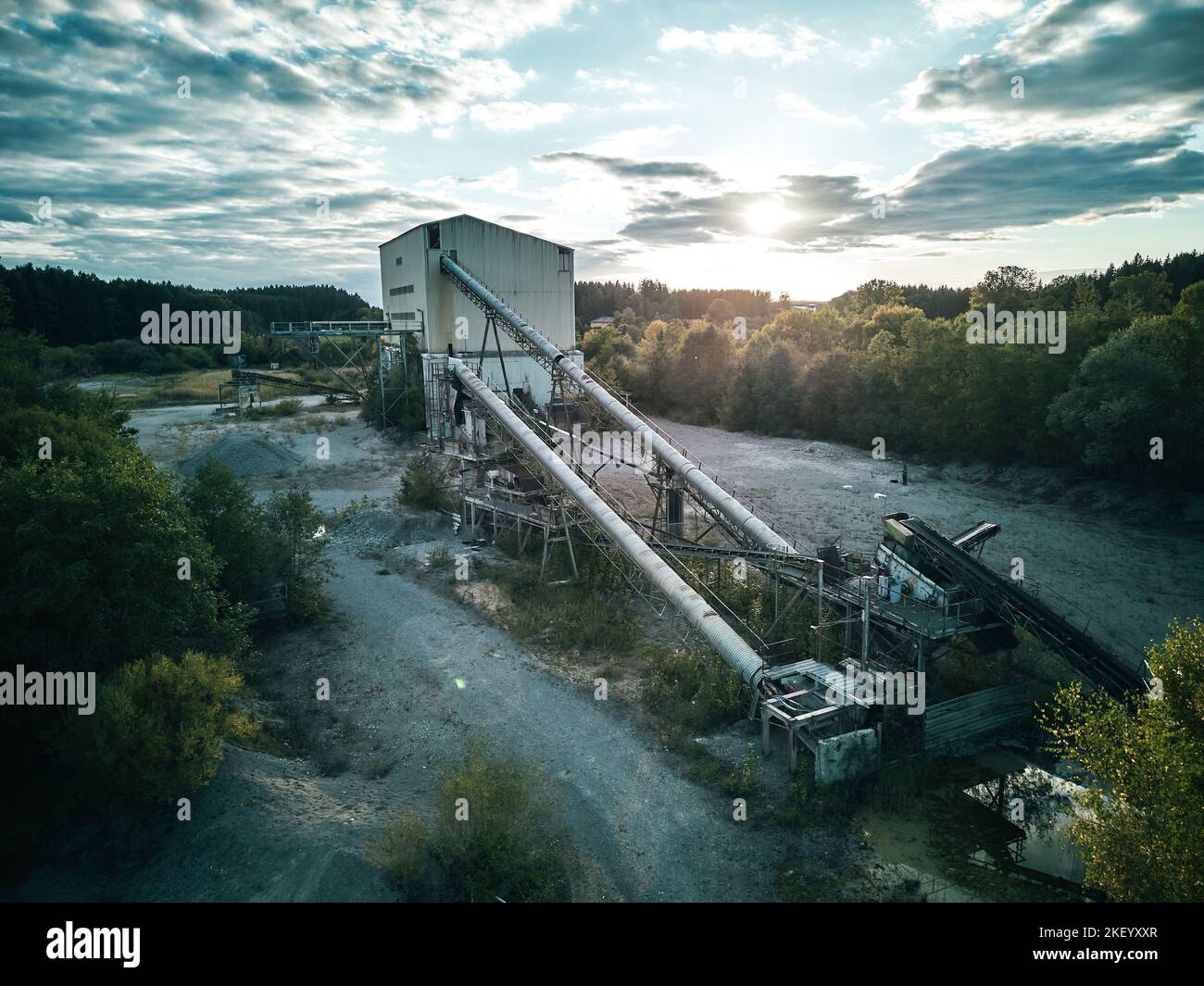Gravel Pit with Pond - Aerial View - Commercial Gravel and Sand Quarry ...