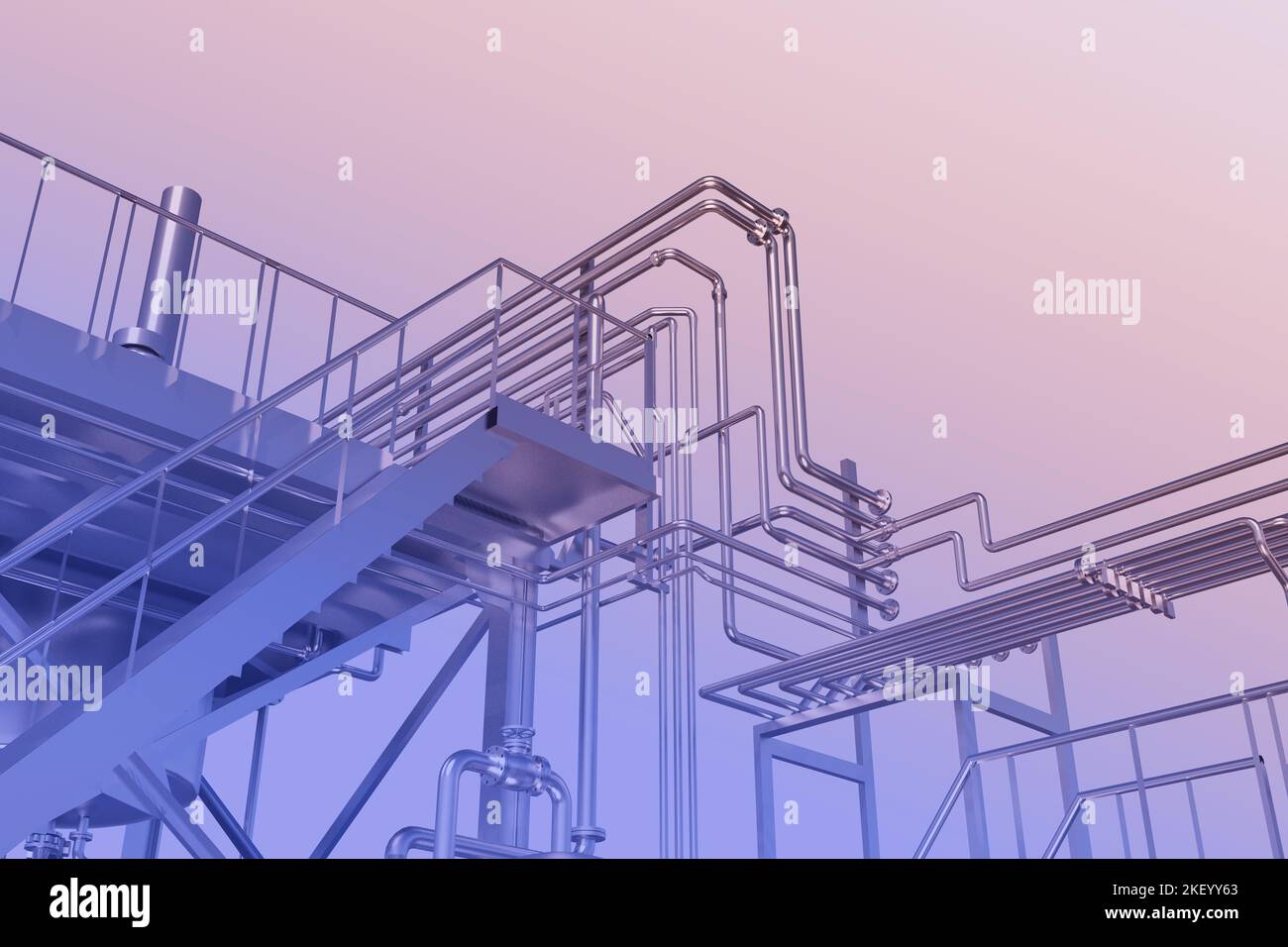 industrial background with metal structures from pipes. 3d rendering Stock Photo - Alamy