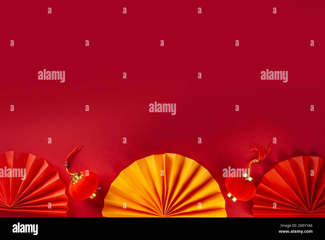 Chinese new year background. Red and golden yellow flatlay with ...