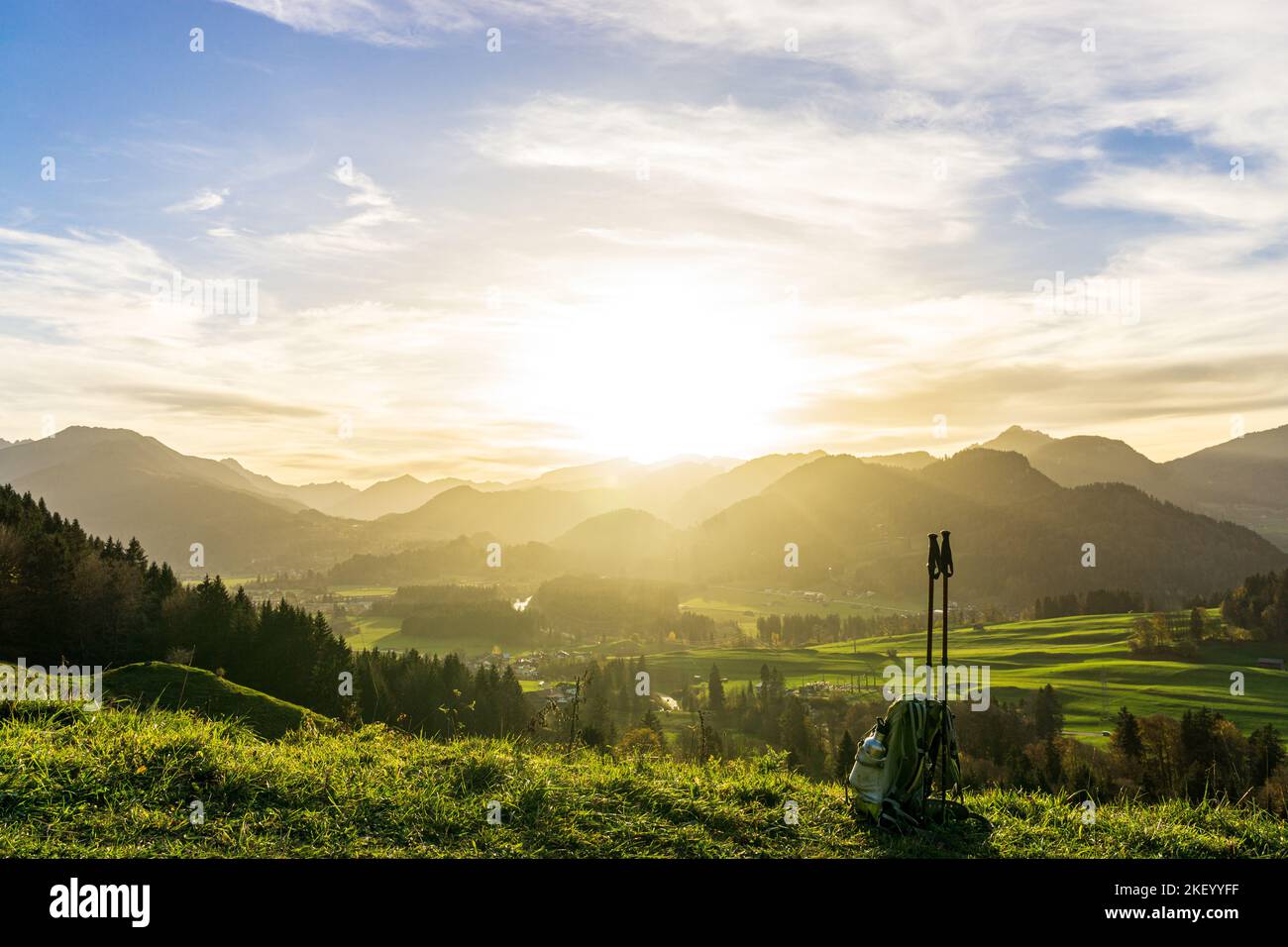 Lovely rural mountain countryside in beautiful sunlight. Oberstdorf ...