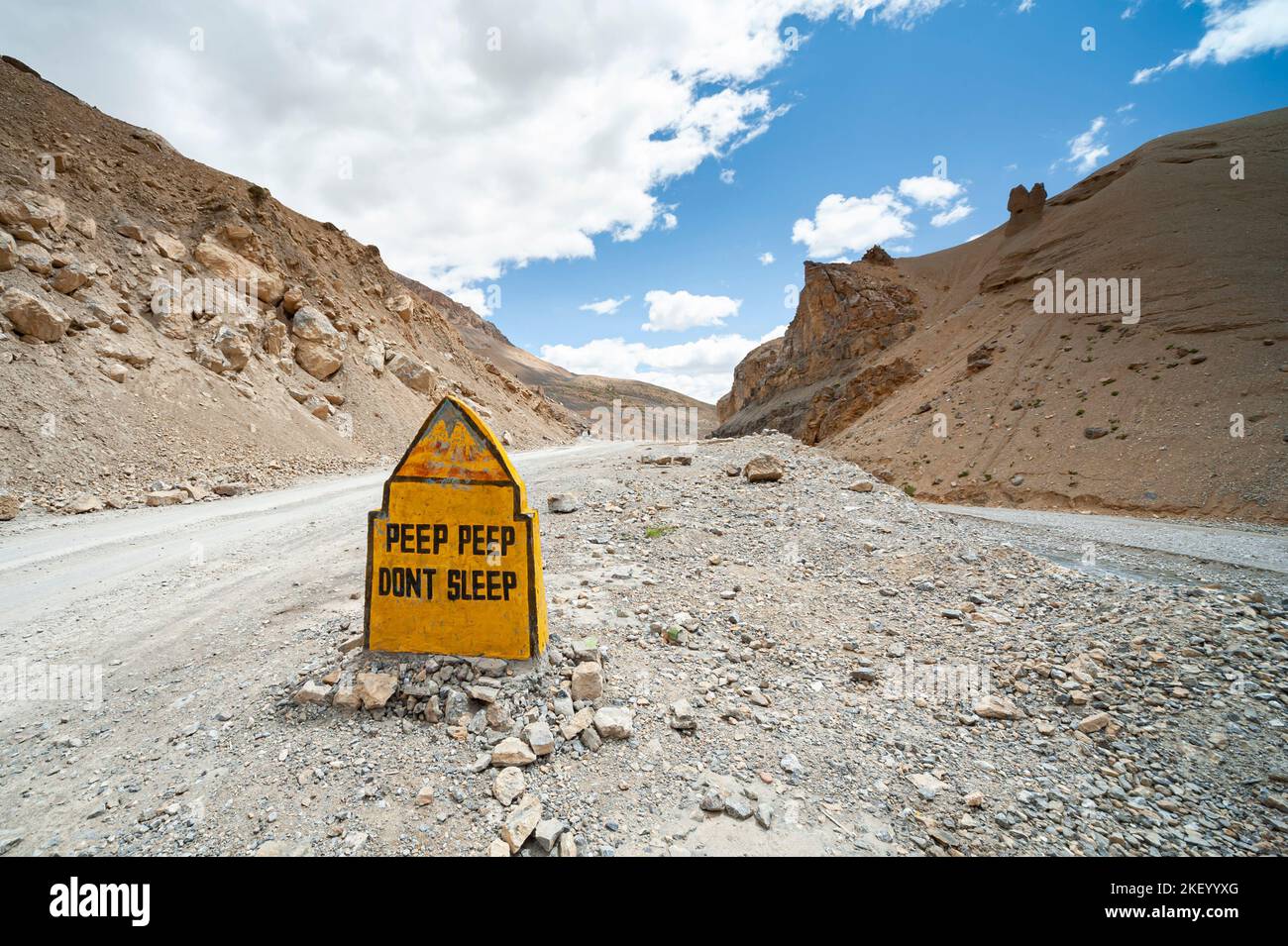 Funny Indian Road sign with copy space on Leh - Manali Highway, unpaved ...