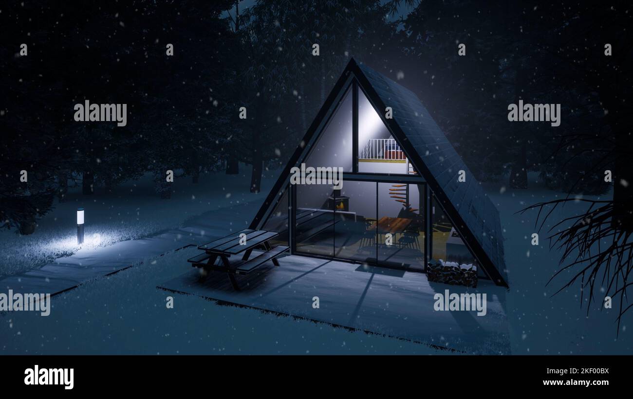 Modern Scandinavian A-frame Cabin Stock Photo - Alamy