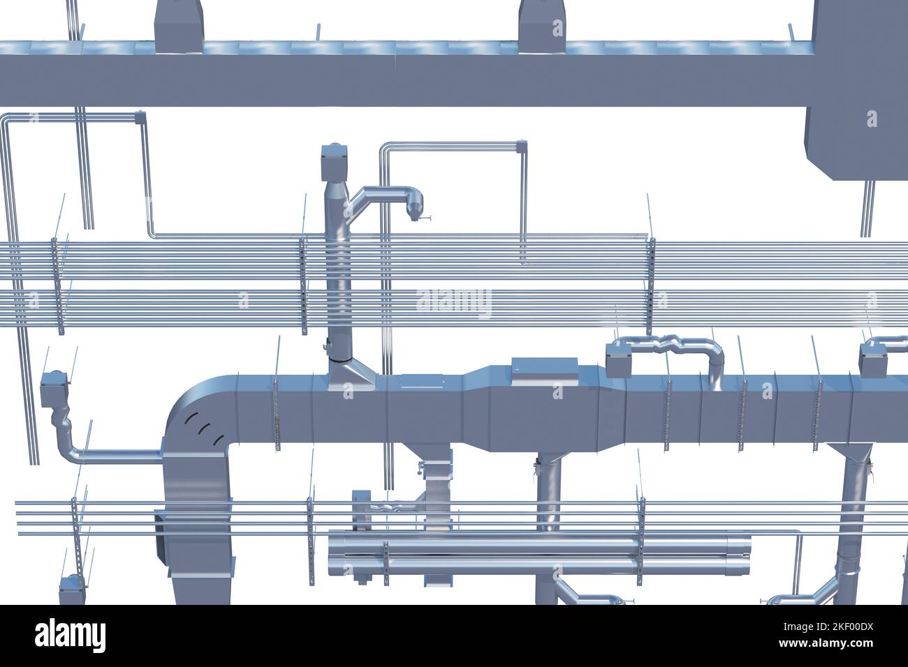 background with elements of the ventilation system. 3d rendering Stock ...