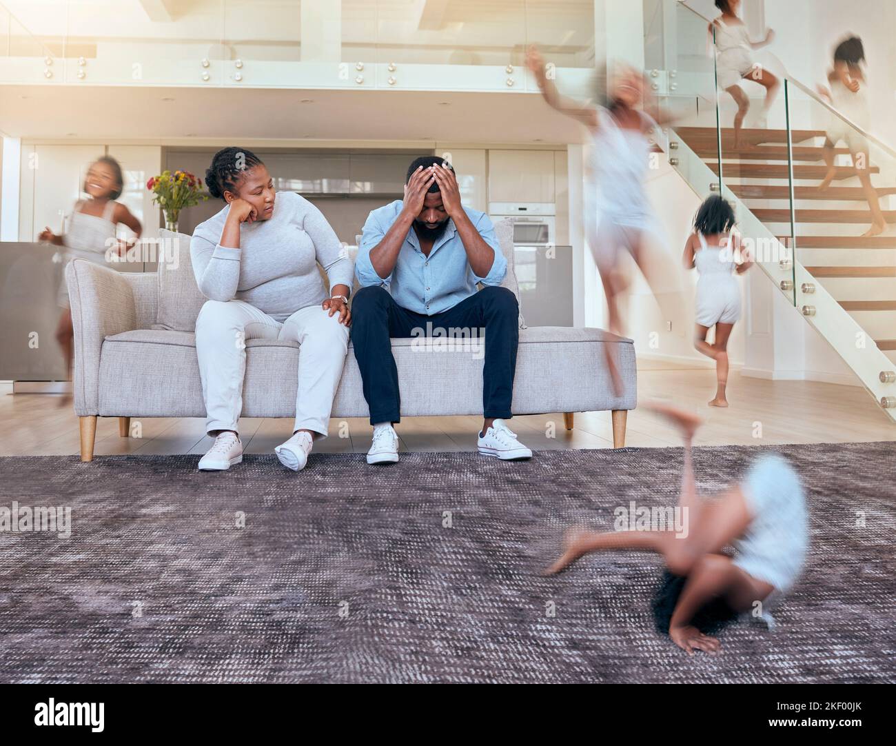 Family, child and parents stress, depressed and frustrated while ...