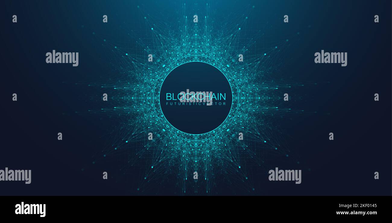 Blockchain transfer satellite future communications. Abstract technology cloud world. Global ...